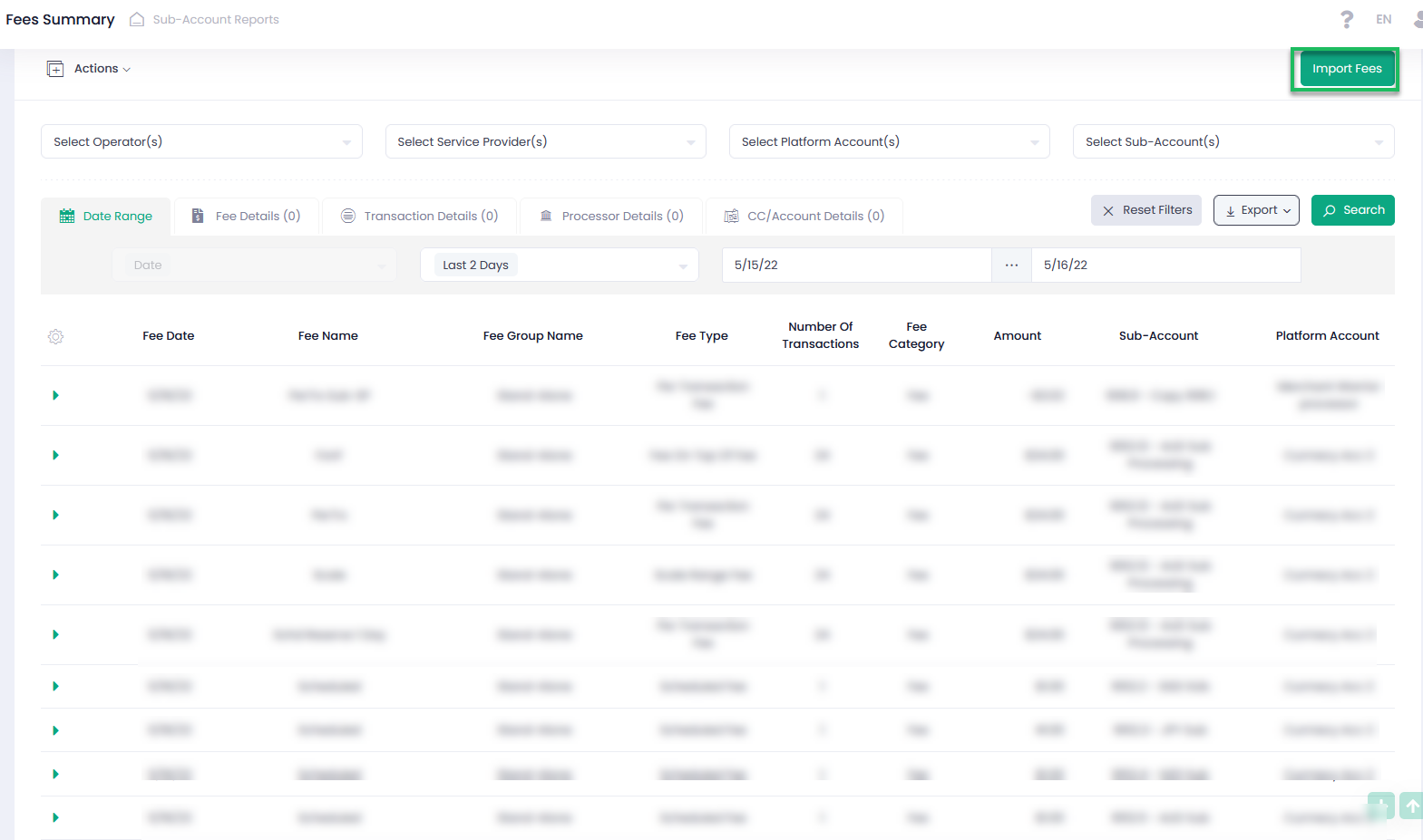 Fee Summary report enhancement